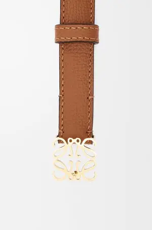 Loewe Anagram Pebble Grain Leather Belt - Tan/gold