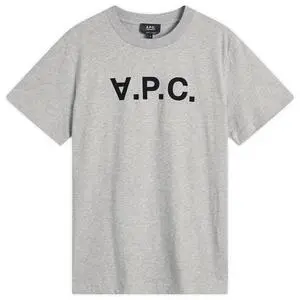 A.p.c. Vpc Logo T-shirt Heathered Grey/dark Navy