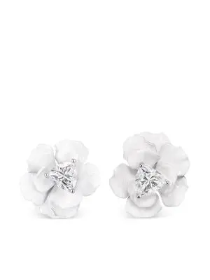 ANABELA CHAN 18kt Gold Snowflower Rose Stud Earrings - Silver