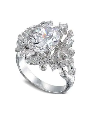 ANABELA CHAN 18kt White Gold Posy Diamond Ring - Silver