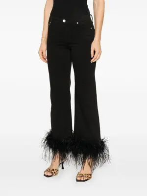 Alice + Olivia Feather-trim Jeans