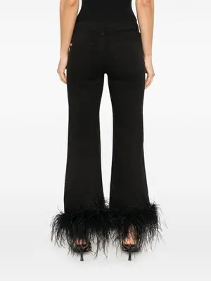 Alice + Olivia Feather-trim Jeans