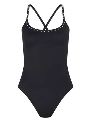 LET'S SWIM Studded One-piece Swimsuit - Black