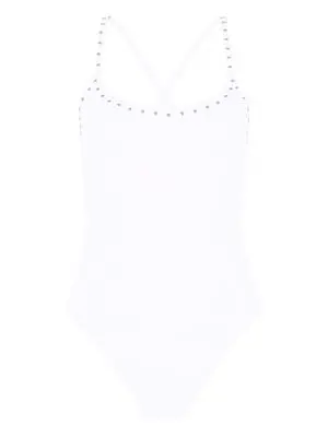 LET'S SWIM Studded One-piece Swimsuit - White