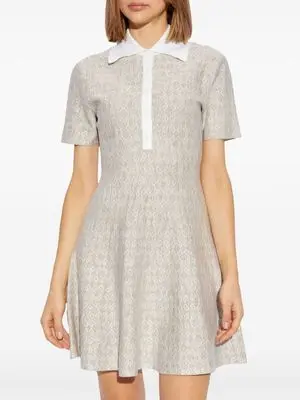 Givenchy Monogram Wool-blend A-line Dress - Neutrals