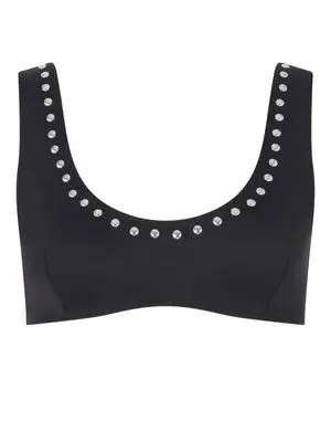 LET'S SWIM Studded Bikini Top - Black