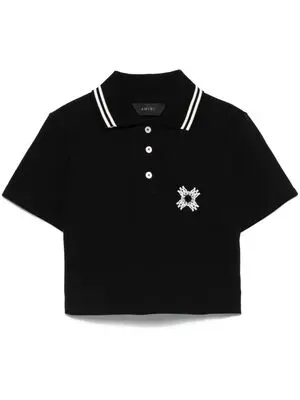 Amiri Ma Quad Cropped Polo Top - Black