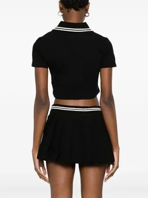 Amiri Ma Quad Cropped Polo Top - Black