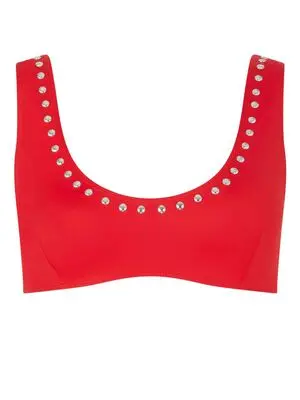 LET'S SWIM Studded Bikini Top - Red