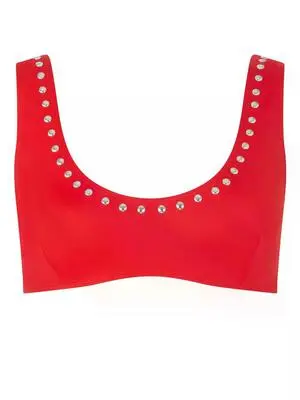LET'S SWIM Studded Bikini Top - Red