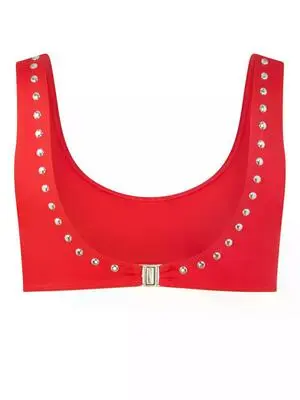 LET'S SWIM Studded Bikini Top - Red