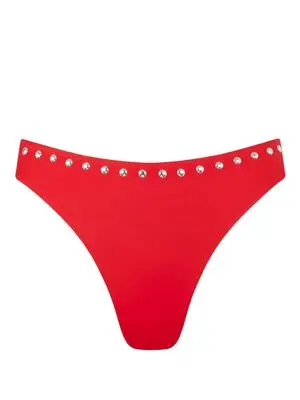 LET'S SWIM Studded Bikini Bottoms - Red