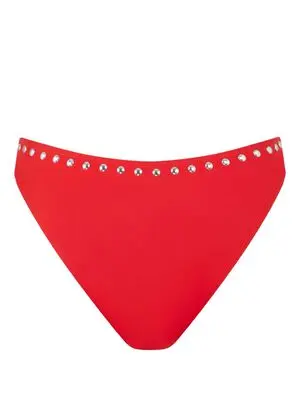 LET'S SWIM Studded Bikini Bottoms - Red
