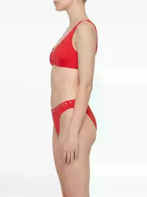 LET'S SWIM Studded Bikini Bottoms - Red