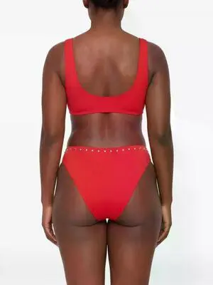 LET'S SWIM Studded Bikini Bottoms - Red