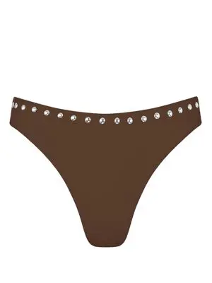LET'S SWIM Studded Bikini Bottoms - Brown