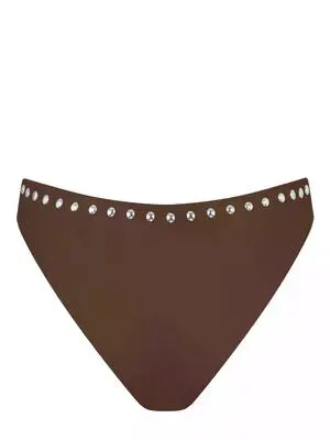LET'S SWIM Studded Bikini Bottoms - Brown