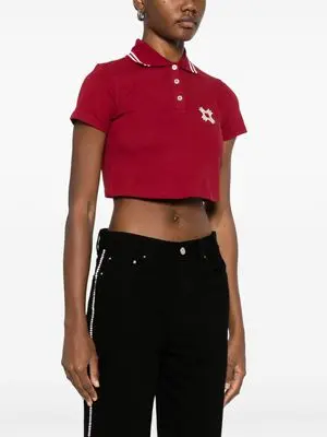 Amiri Ma Quad Cropped Polo Top - Red
