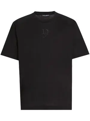Dolce & Gabbana Logo-embroidered Cotton T-shirt - Black