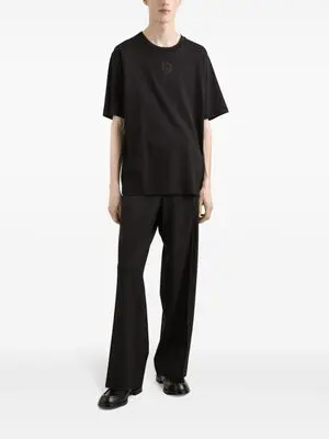 Dolce & Gabbana Logo-embroidered Cotton T-shirt - Black