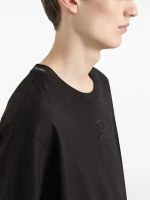 Dolce & Gabbana Logo-embroidered Cotton T-shirt - Black