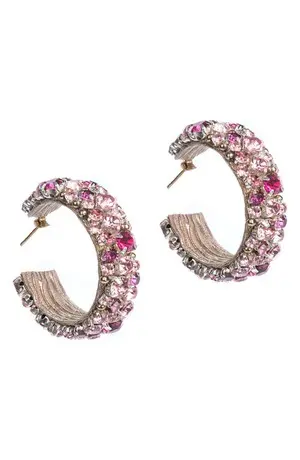 Deepa Gurnani Deepa Gurnani Adelpha Crystal Hoop Earrings Fuchsia