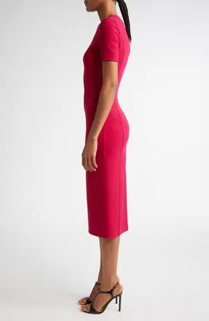 Michael Kors Stretch Wool Midi Sheath Dress
