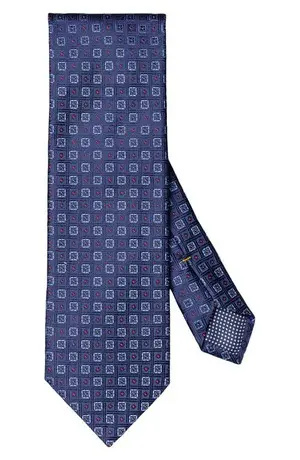 Eton Geometric Medallion Jacquard Silk Neck Tie - Navy