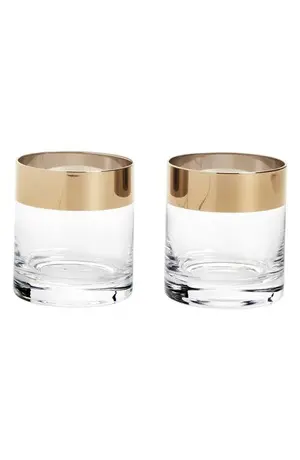 VISKI Irving Crystal Tumblers With Rim Set Of 2 - Bronze