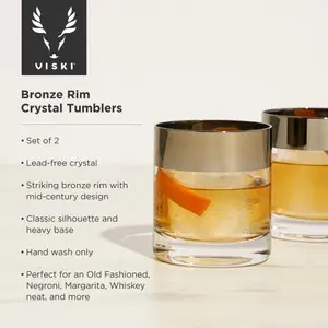 VISKI Irving Crystal Tumblers With Rim Set Of 2