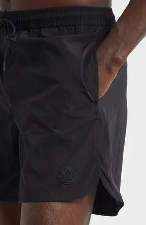 Moncler Crinkled Nylon Swim Trunks