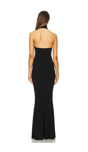 Norma Kamali Halter Fishtail Gown - Black