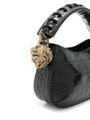 Roberto Cavalli Croc-embossed Mini Bag With Chain Strap
