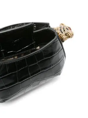 Roberto Cavalli Croc-embossed Mini Bag With Chain Strap