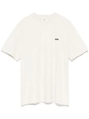 AUTRY Logo-embroidered T-shirt - Neutrals