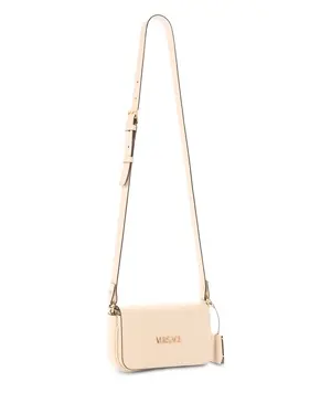 Versace Tag Mini Leather Shoulder Bag - Cream