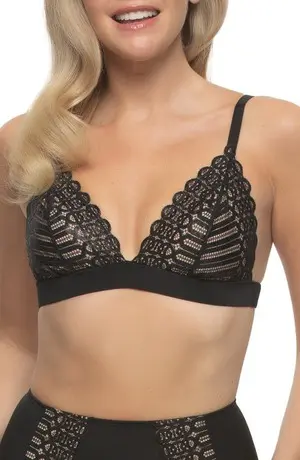 Felina Siren Shimmer Lace Bralette - Black Shimmer