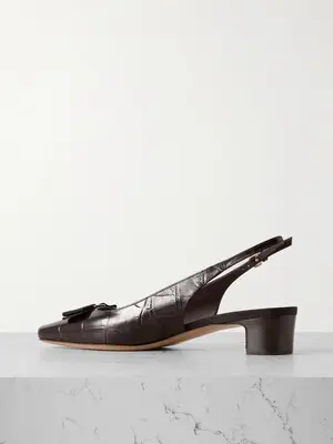 FERRAGAMO Rivada Croc-effect Slingback Pumps