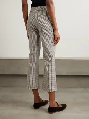 Staud Knack Cropped Gingham Flared Pants - Brown