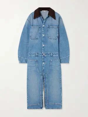 Stella McCartney Corduroy-trimmed Denim Shirt Dress - Blue