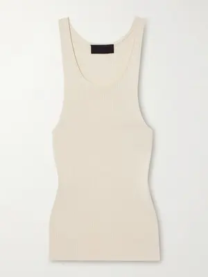 NILI LOTAN Selah Ribbed Silk-jersey Tank - Ivory