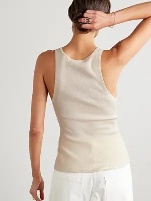 NILI LOTAN Selah Ribbed Silk-jersey Tank - Ivory