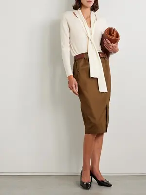NILI LOTAN Ayla Tie-neck Merino Wool Top - Neutrals