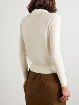 NILI LOTAN Ayla Tie-neck Merino Wool Top - Neutrals