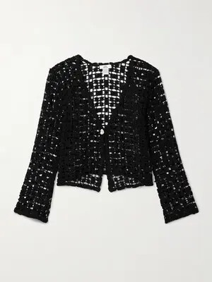 SARA CRISTINA Nerea Crocheted Cotton Top - Black