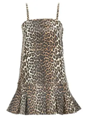 GANNI Ganni Leopard Print Mini Dress - Multi