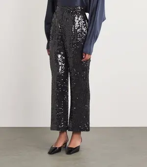Lapointe Sequin Pleated Tapered Trousers