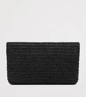 Saint Laurent Raffia Cassandre Envelope Pouch - Black