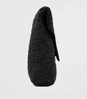 Saint Laurent Raffia Cassandre Envelope Pouch - Black