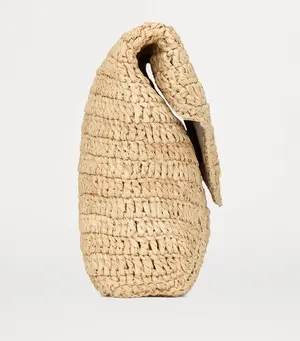Saint Laurent Cassandre Raffia Envelope Pouch - Brown